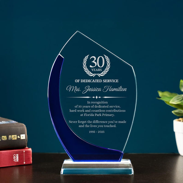 Personalized Years of Service Crystal Award for Boss – Lucy Engraving